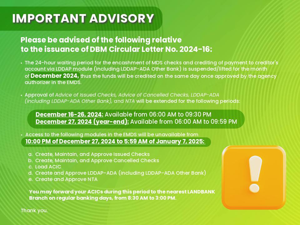 LBP-EMDS | Electronic-Modified Disbursement System